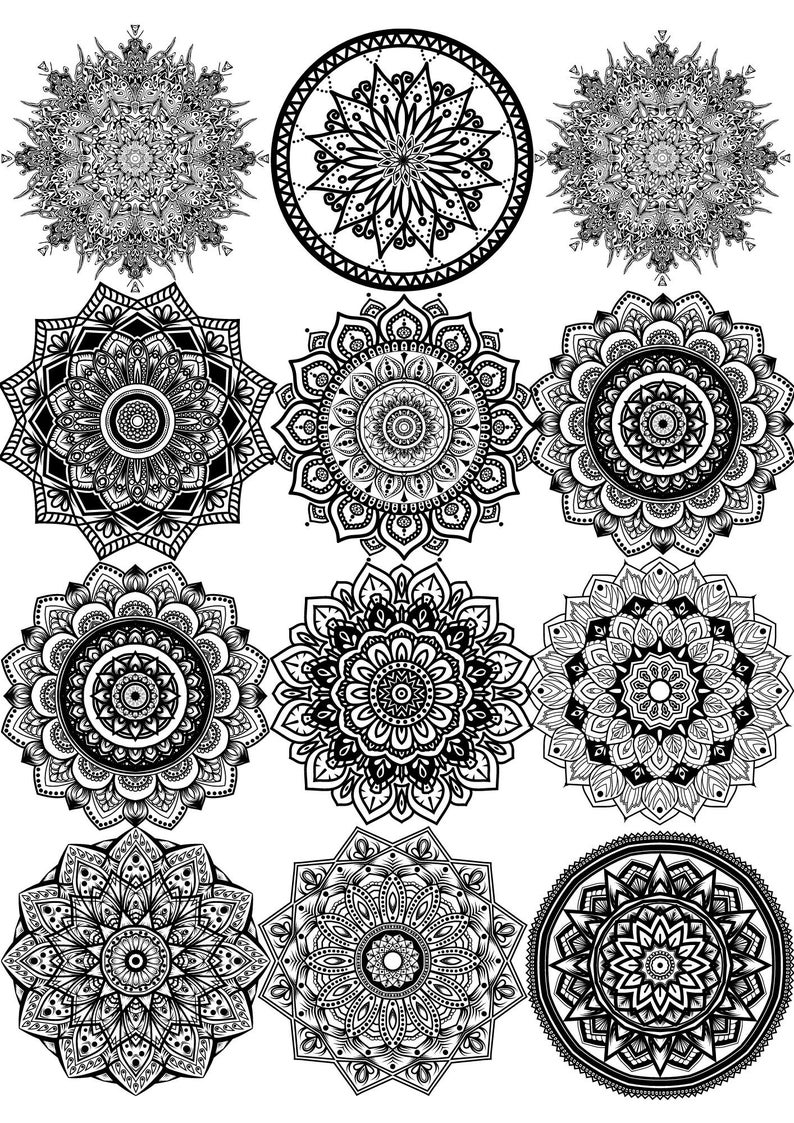 Mandalas Mandala SVG PNG PDF File Clip Art Overlay Digital Graphics ...