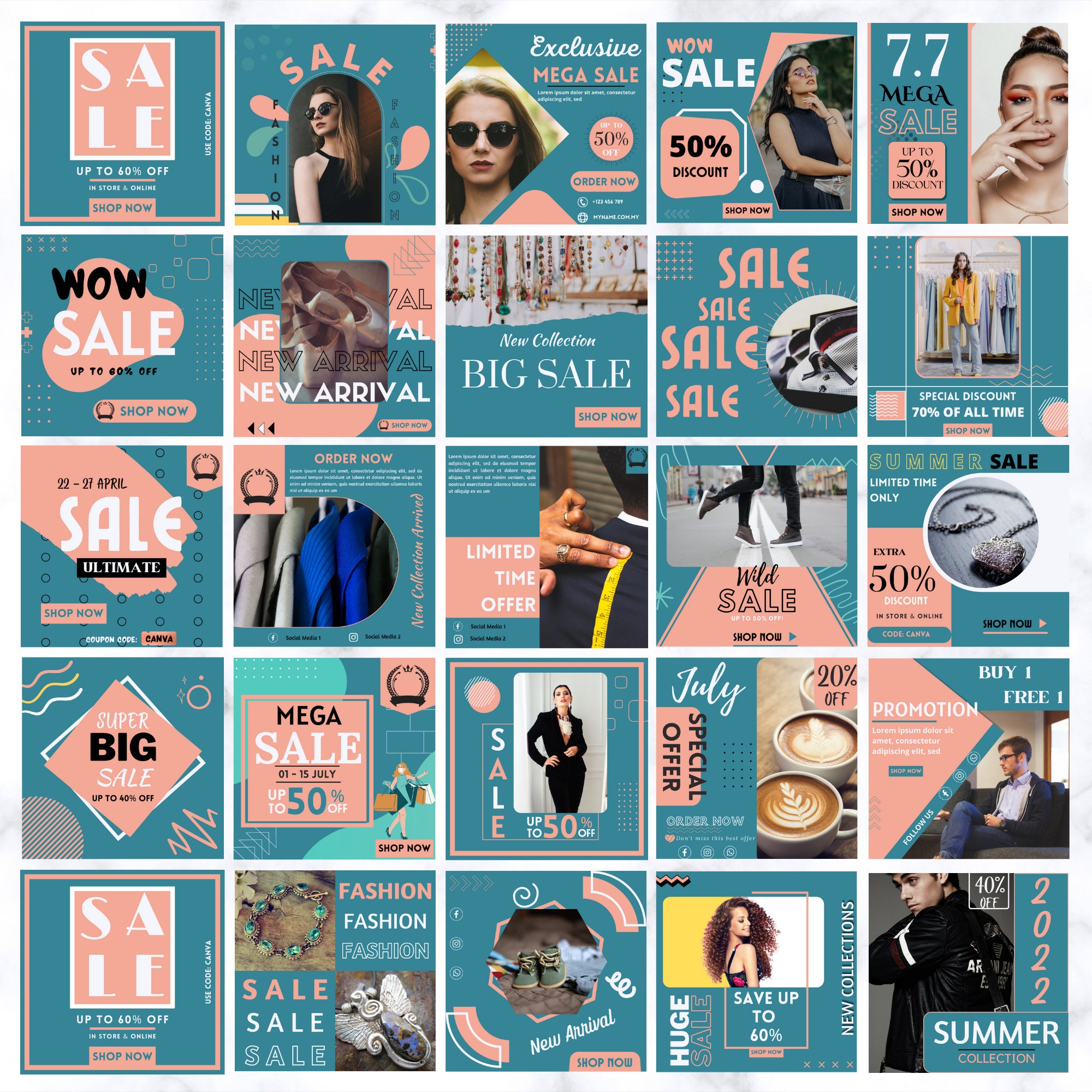 25 Canva Instagram Post Template | Promo Posts | Shop Sale | Social ...