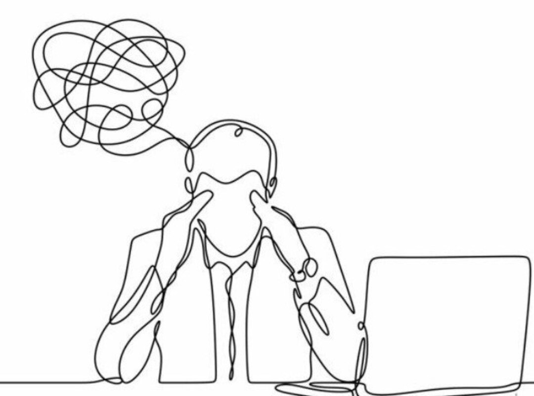 Continuous Line Drawing of Depressed Man With Problem in Mind ...