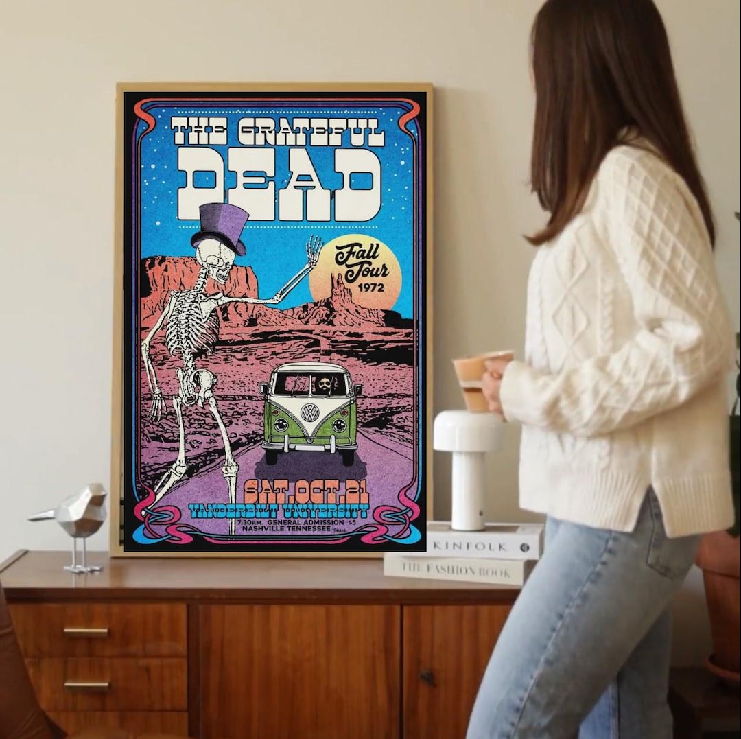 Grateful Dead 1972 Fall Tour Poster Vintage Psychedelic Rock Concert ...