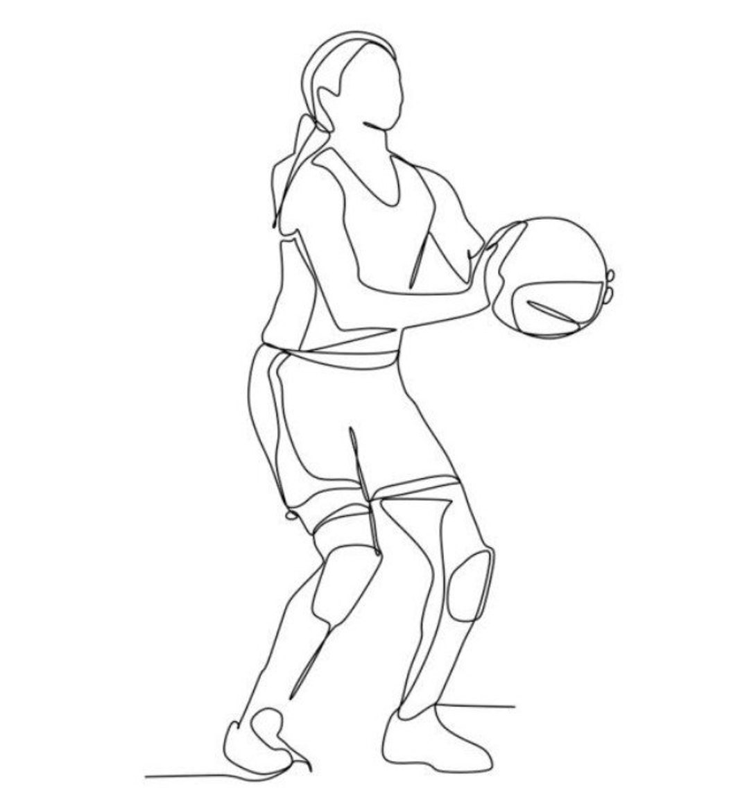 A Woman Basketball Athlete in Position to Shoot - Continuous One Line ...
