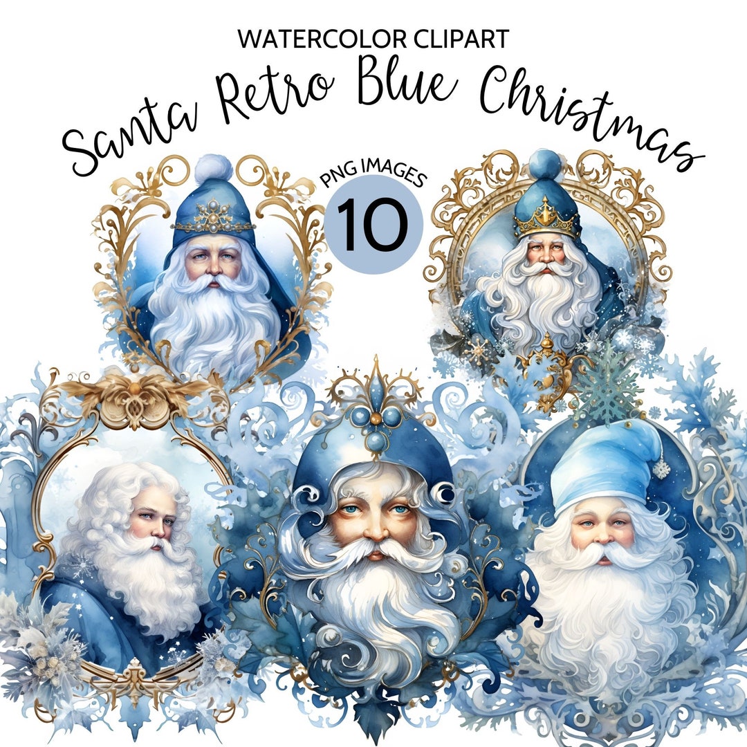 Blue Christmas Santa Claus Clipart, 10 PNG Images, Transparent ...