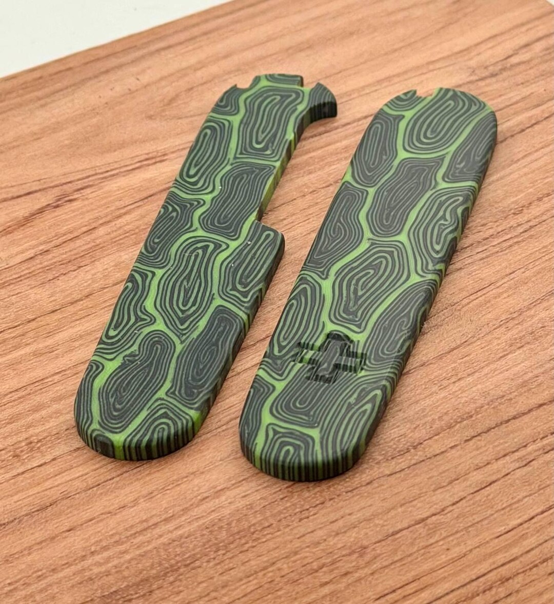 Custom Victorinox 91mm Scales | Green Damascus Pattern G10 - Etsy