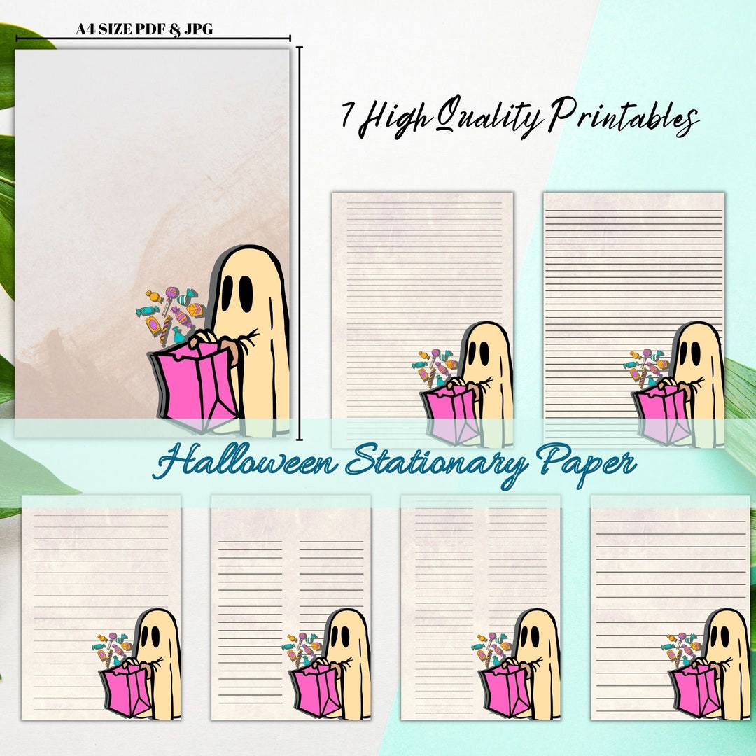 7 Printables Halloween Ghost Lined Unlined Letter Writing - Etsy