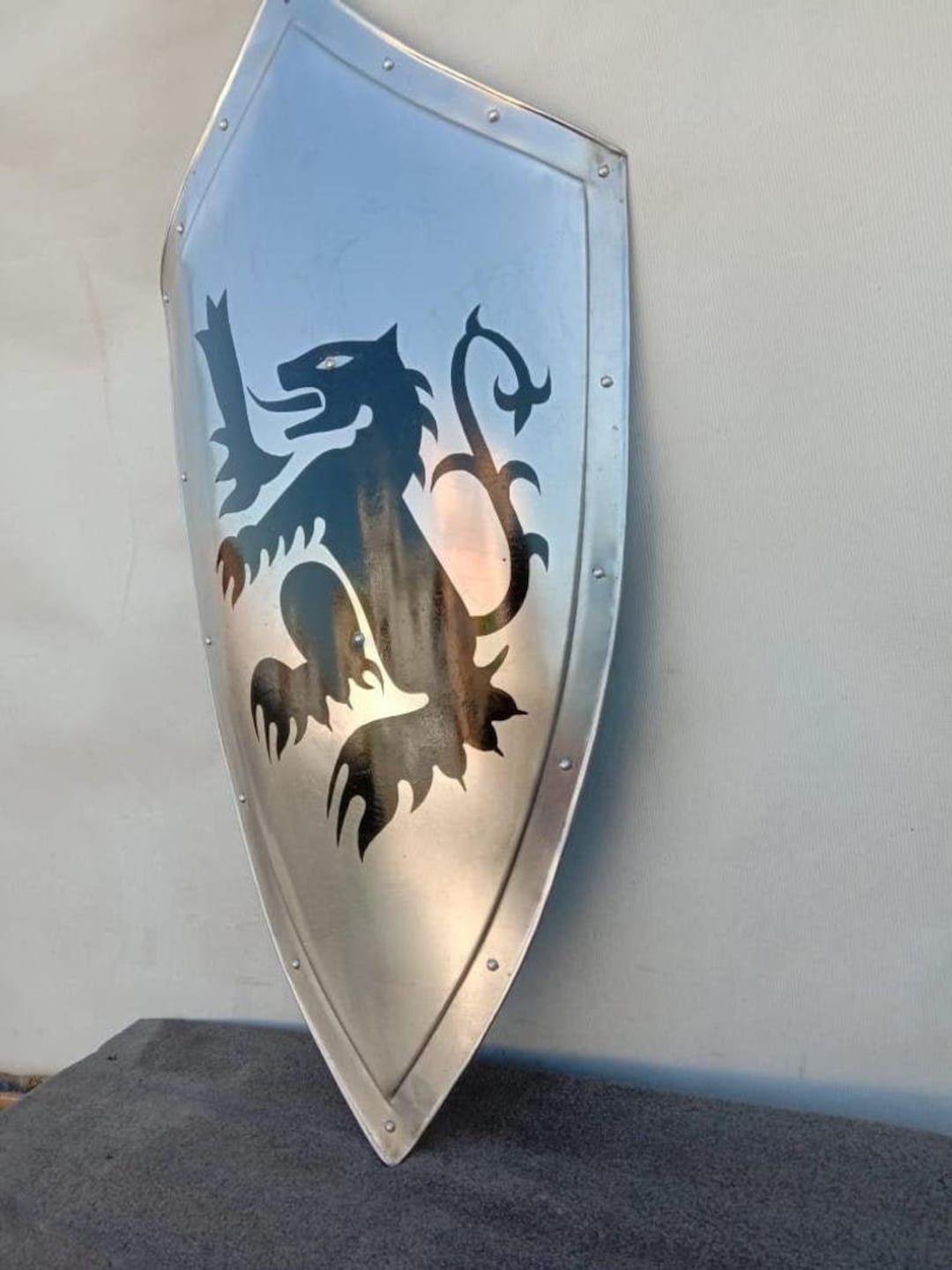 Medieval Crusader Shield Handcrafted Metal Steel With Engraved - Etsy
