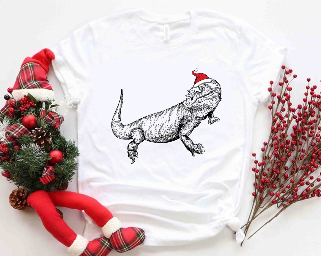 Bearded Dragon Christmas Shirt Santa Hat With Beard Dragon - Etsy