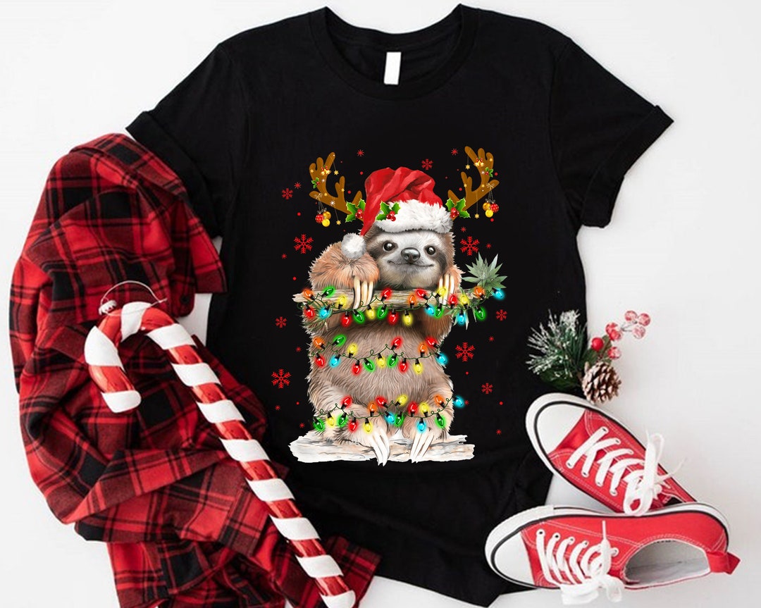 Sloth Christmas Lights Sweatshirt, Merry Slothmas Sweater, Funny Sloth ...