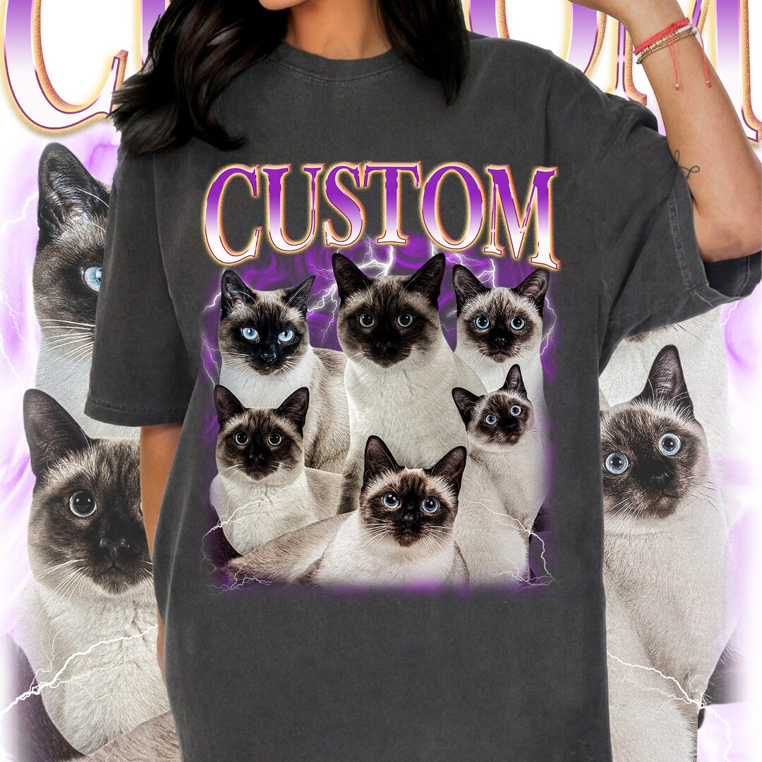 Custom Your Cat's Photo Bootleg Comfort Color Shirt - Etsy