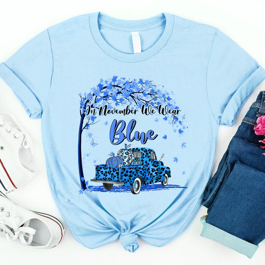 In November We Wear Blue Fall Truck T-shirt Diabetes Support - Etsy