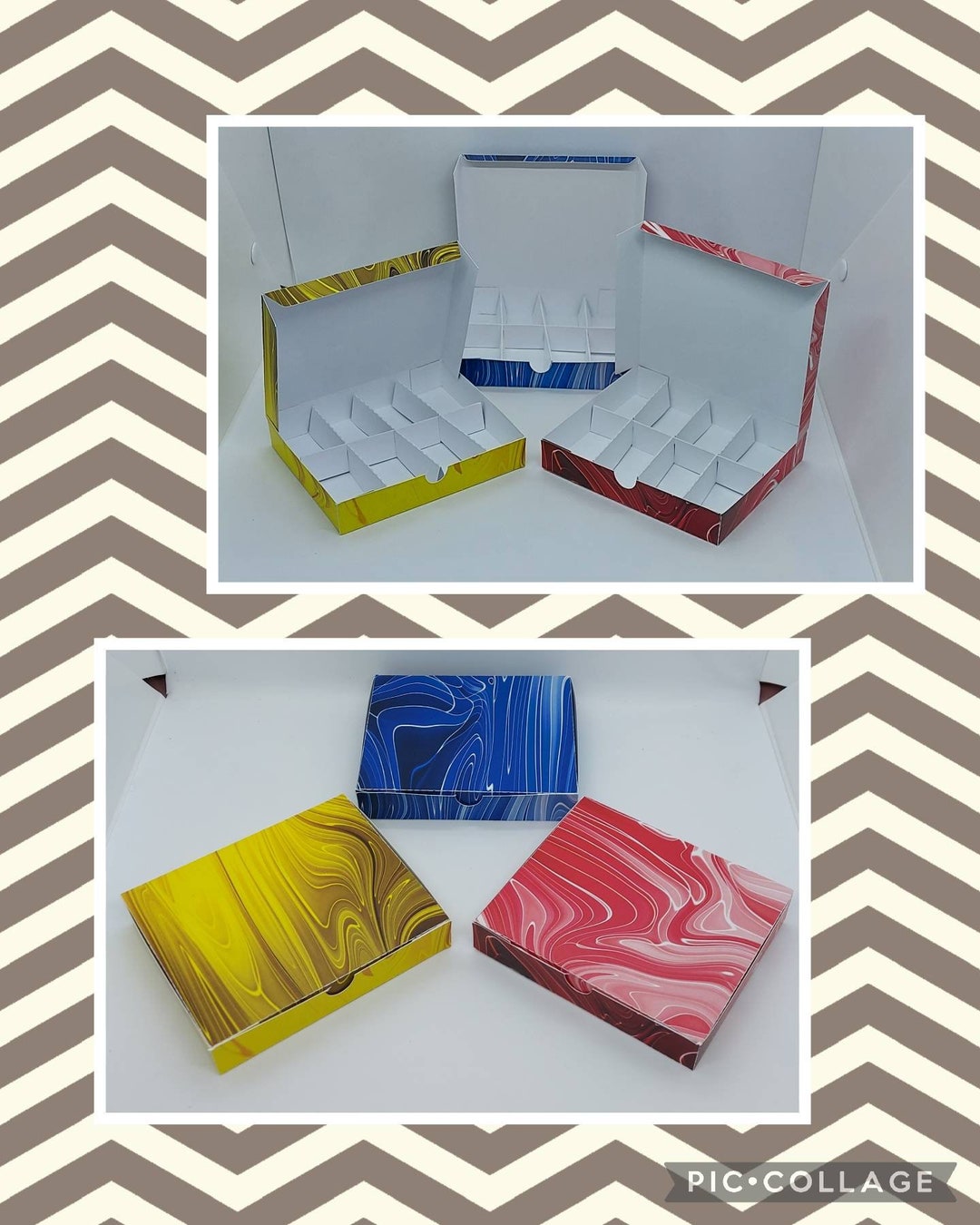 8 Cell Sectioned Box Liquid Marble Collection - Etsy