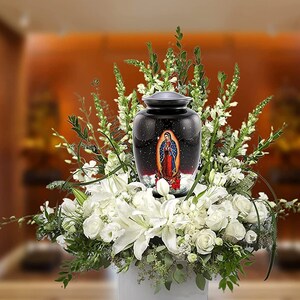 Our Lady of Guadalupe Cremation Urn, Adult Religious Urn, Funeral and ...