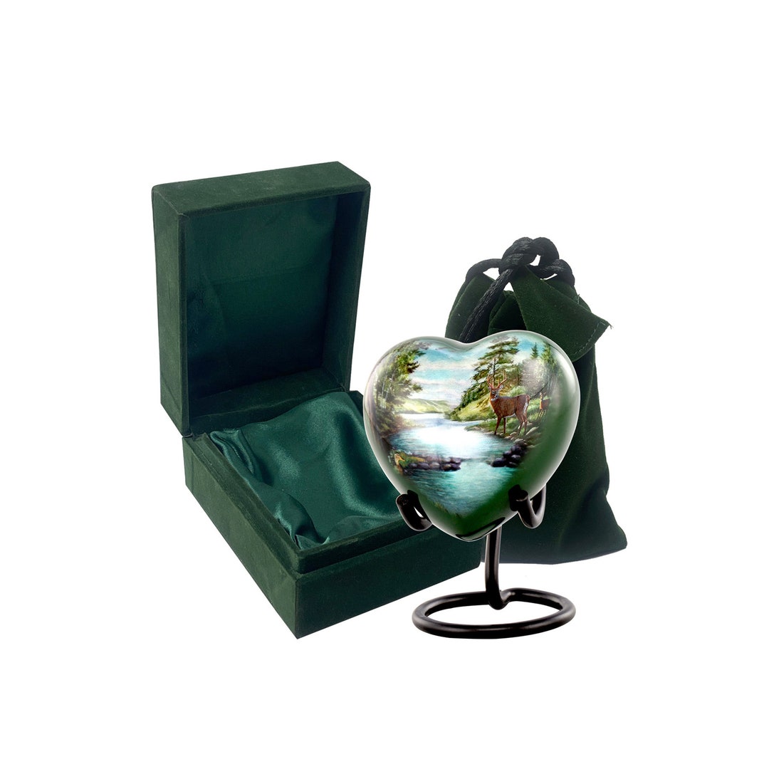 Deer Heart Urn - Buck Heart Keepsake Urn for Ashes - Mini Memorial ...