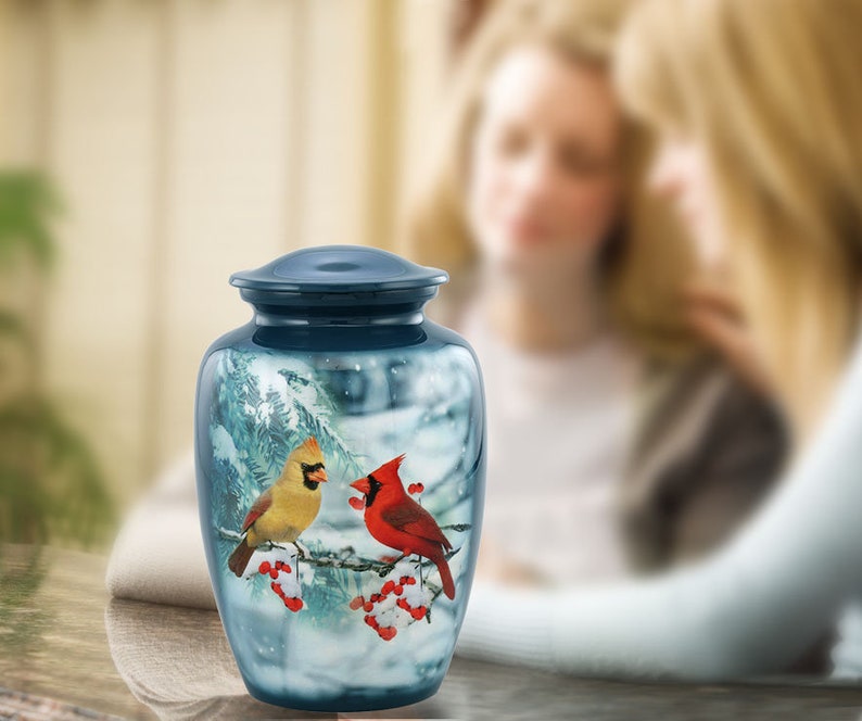 Cardinal Couple Urn, Adult Cardinal Urn, Funeral and Memorial Cremation ...