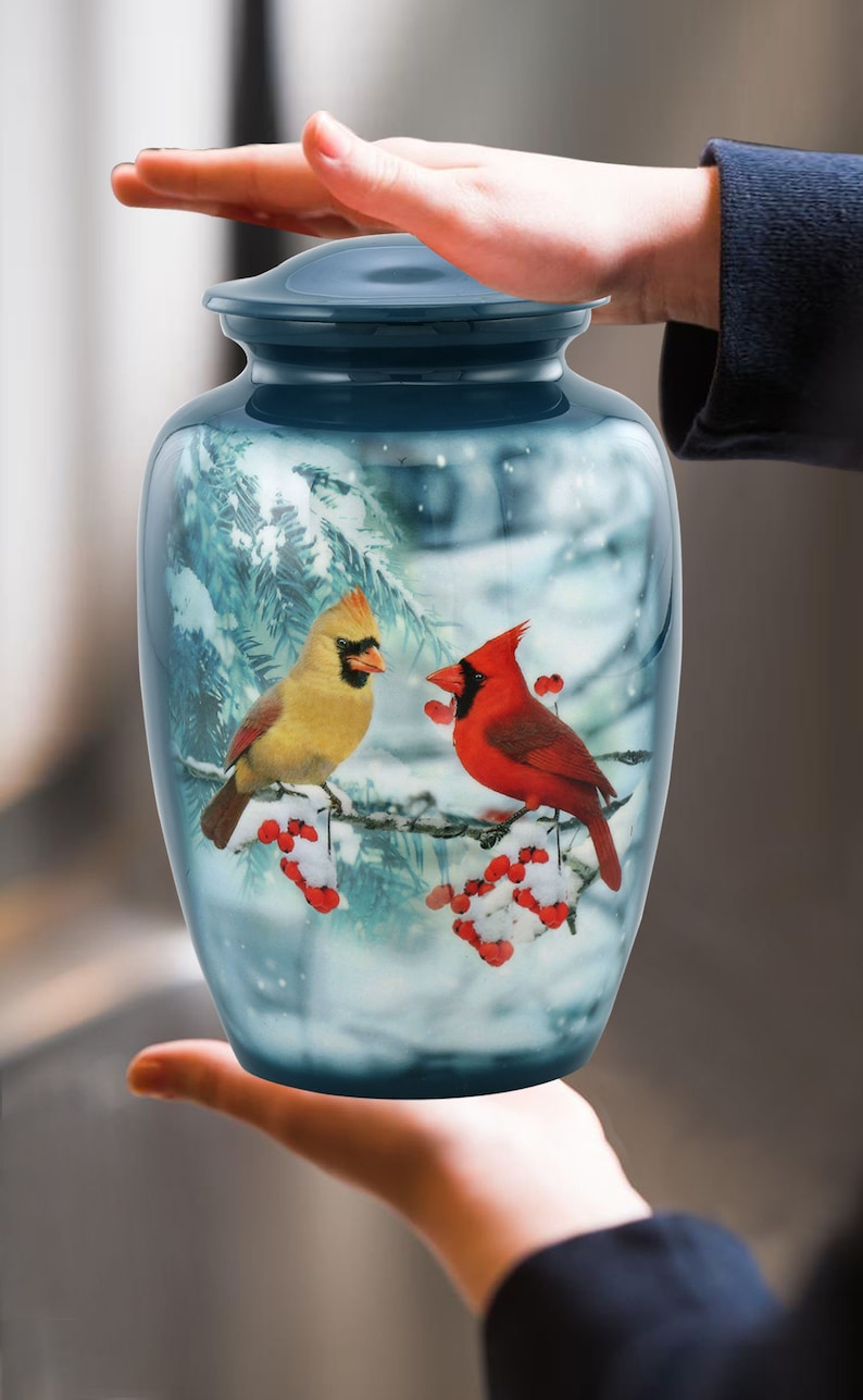 Cardinal Couple Urn, Adult Cardinal Urn, Funeral and Memorial Cremation ...