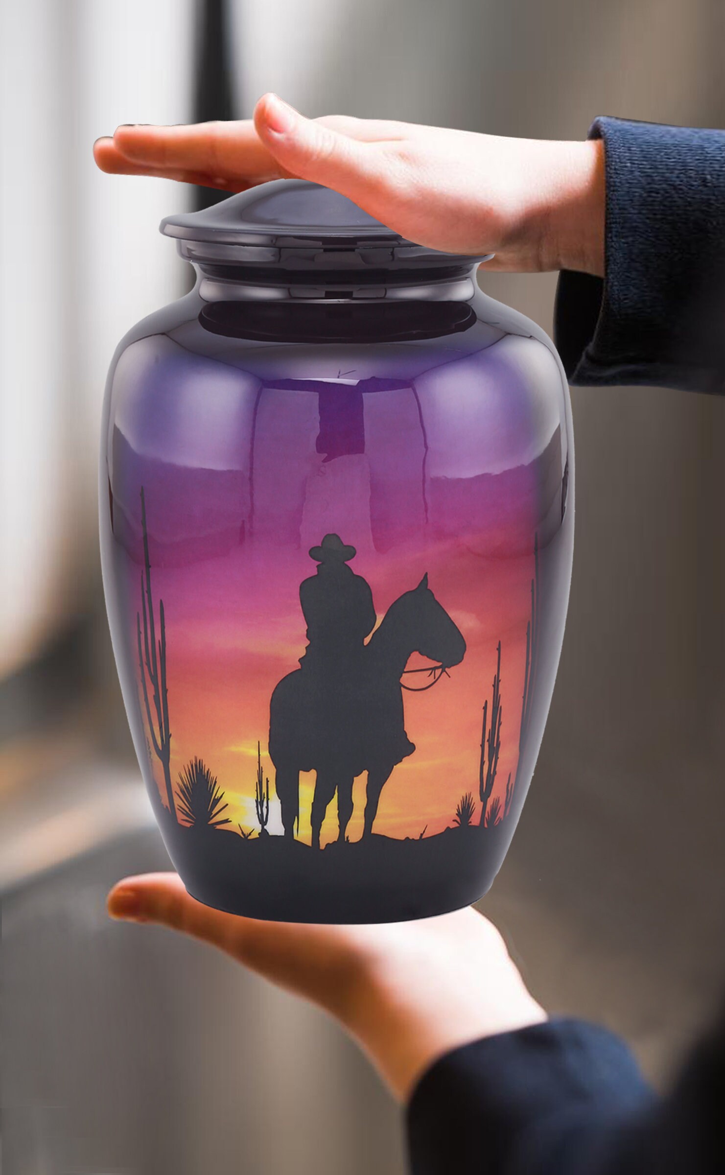 Cowboy Urn Cowboy Urn Cowboy Western Sunset Urn Funeral - Etsy