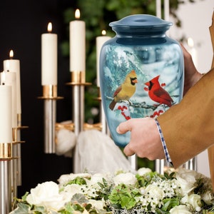 Cardinal Couple Urn, Adult Cardinal Urn, Funeral and Memorial Cremation ...