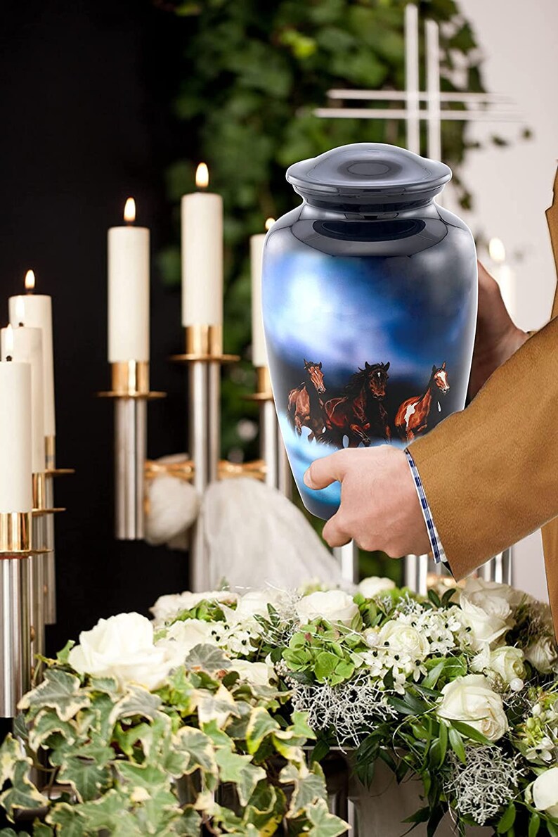 Running Horses Cremation Urn, Adult Horse Urn, Funeral and Memorial ...