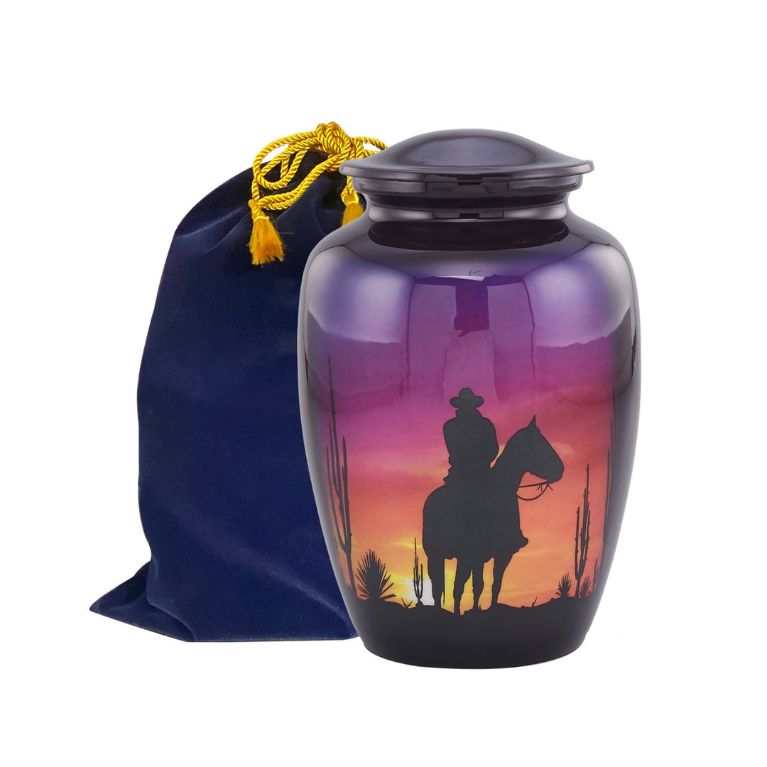 Cowboy Urn - Cowboy Urn - Cowboy Western Sunset Urn - Funeral and ...