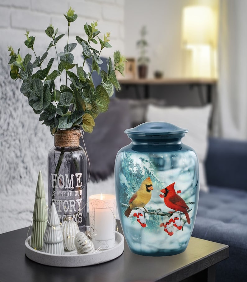 Cardinal Couple Urn, Adult Cardinal Urn, Funeral and Memorial Cremation ...