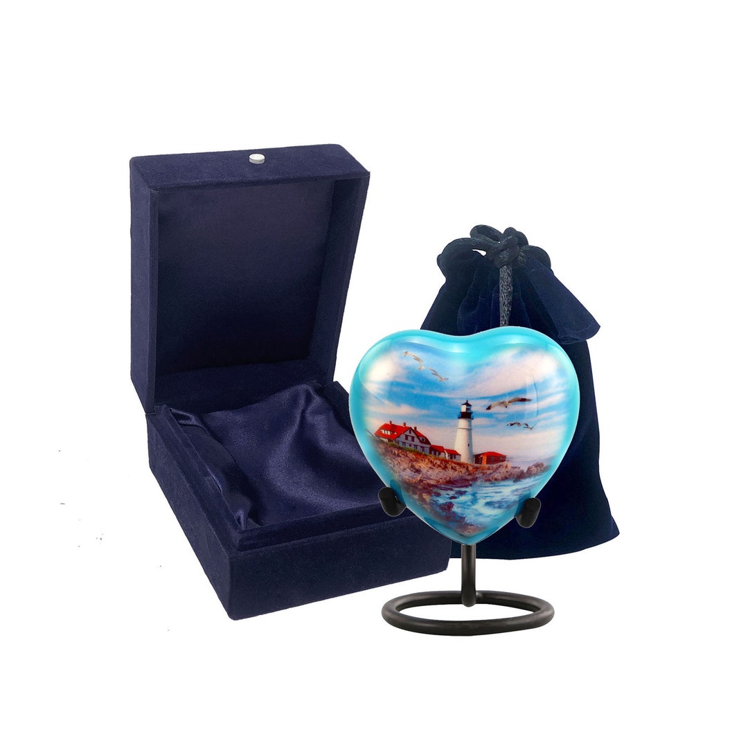 Lighthouse Heart Urn - Lighthouse Heart Keepsake Urn for Ashes - Mini ...