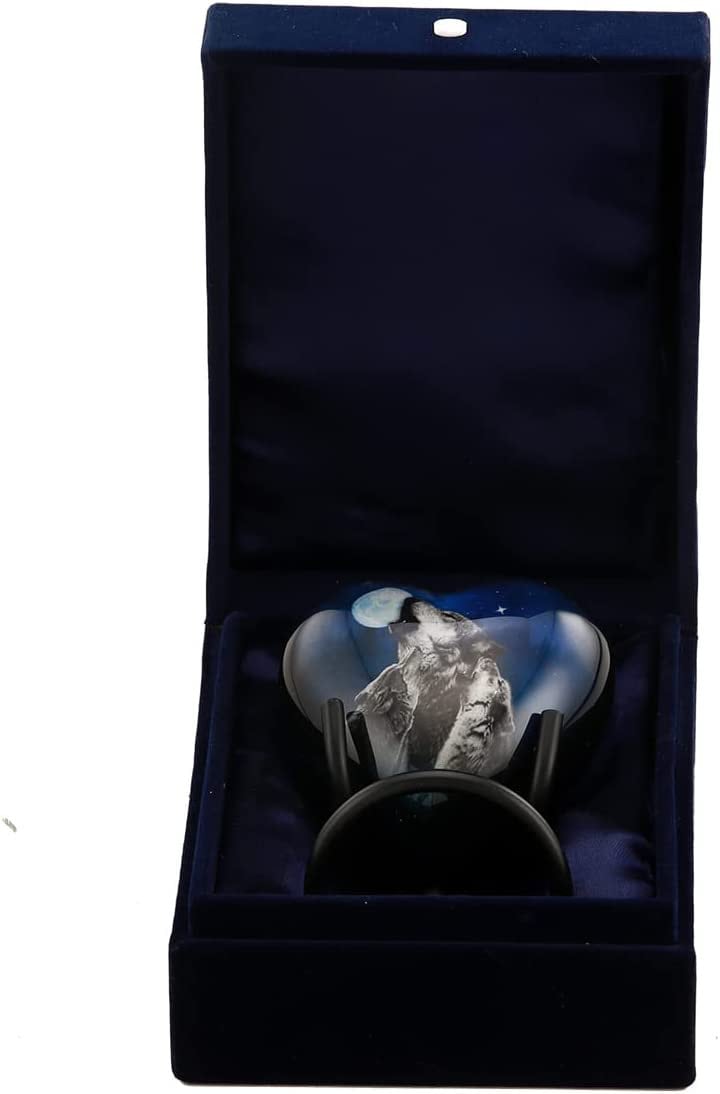 Wolves Heart Urn Midnight 3 Wolves Heart Keepsake Urn for Ashes Mini ...