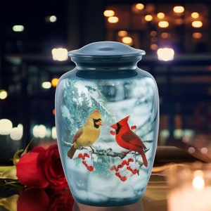 Cardinal Couple Urn, Adult Cardinal Urn, Funeral and Memorial Cremation ...