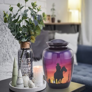 Cowboy Urn - Cowboy Urn - Cowboy Western Sunset Urn - Funeral and ...