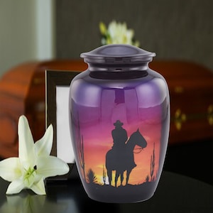 Cowboy Urn - Cowboy Urn - Cowboy Western Sunset Urn - Funeral and ...