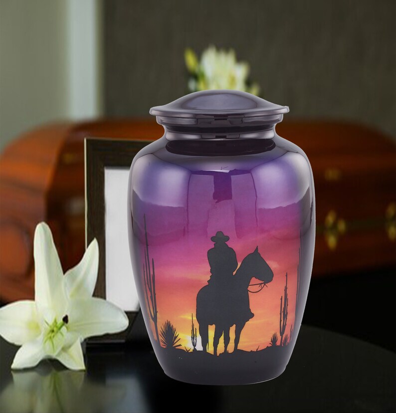 Cowboy Urn Cowboy Urn Cowboy Western Sunset Urn Funeral - Etsy