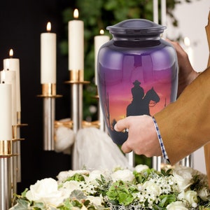 Cowboy Urn - Cowboy Urn - Cowboy Western Sunset Urn - Funeral and ...