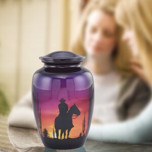 Cowboy Urn - Cowboy Urn - Cowboy Western Sunset Urn - Funeral and ...