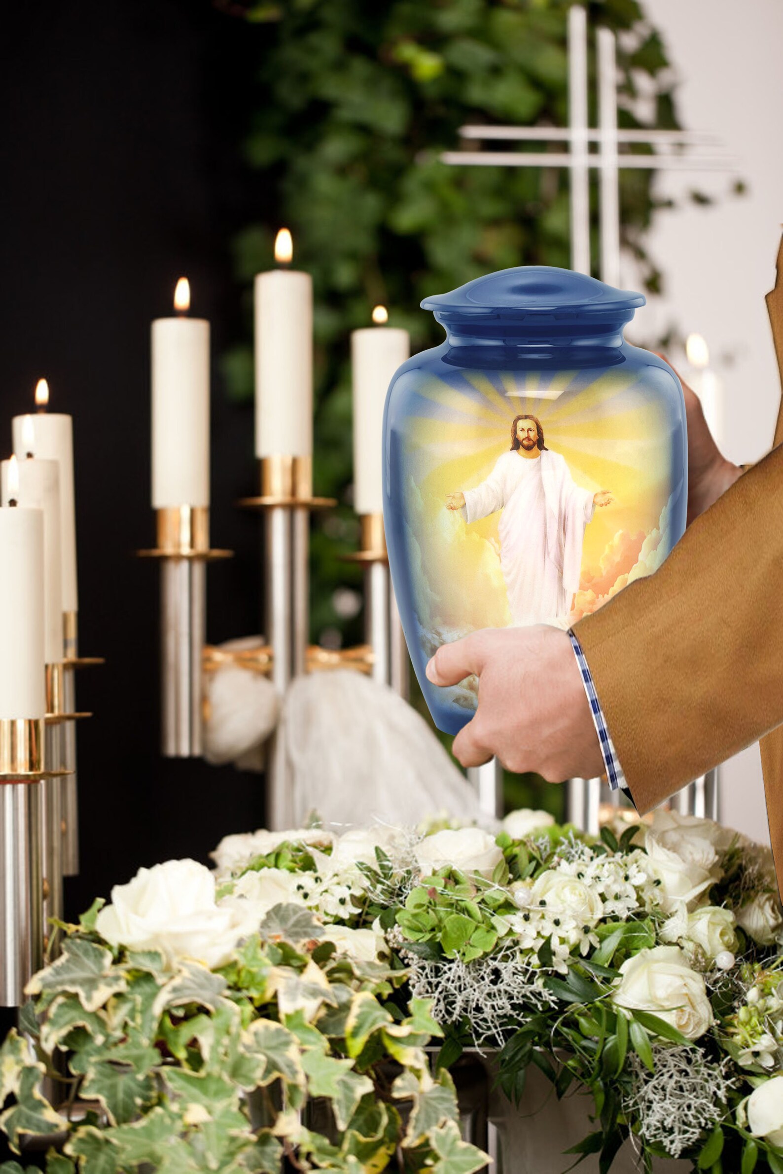 Jesus Christ Urn - Handcrafted Jesus Urn - Religious Urn - Funeral and ...