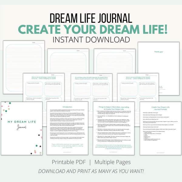 Dream Life Worksheets - Etsy