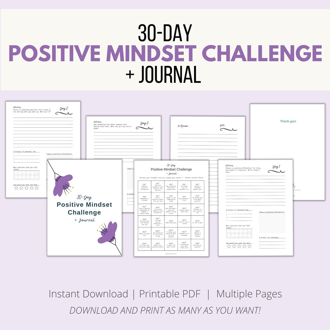 30-day Positive Mindset Challenge Journal Change Your Mindset Growth ...