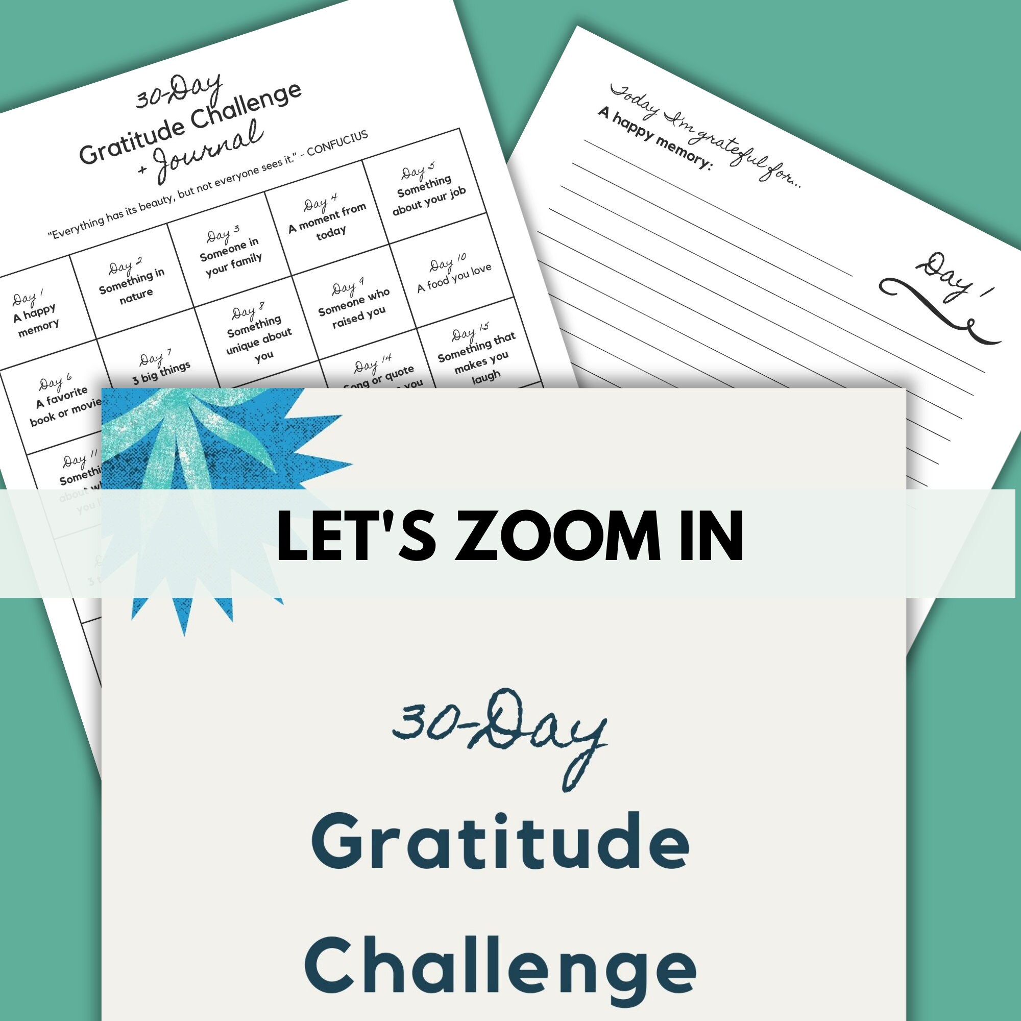 30-day Gratitude Challenge + Journal | Gratitude Challenge | Printable ...