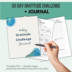 30-day Gratitude Challenge + Journal | Gratitude Challenge | Printable ...