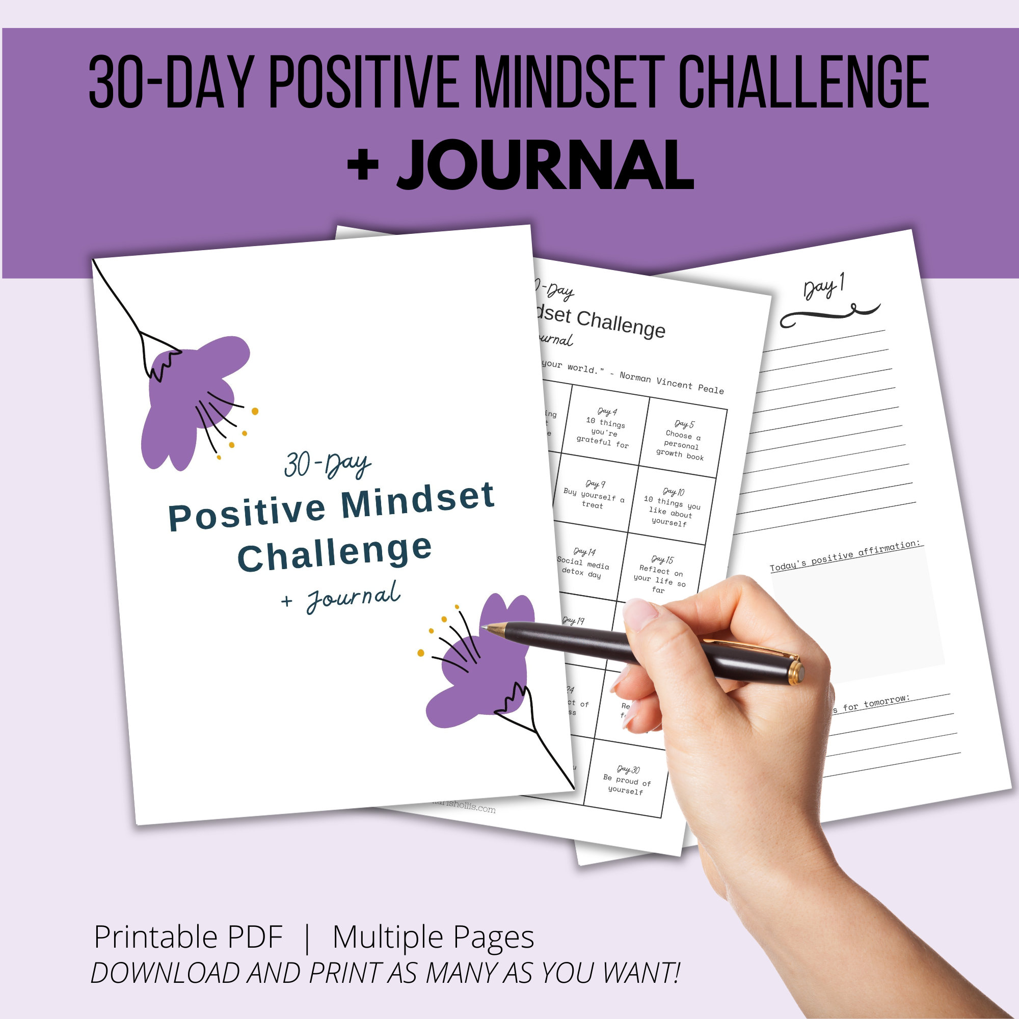 30-day Positive Mindset Challenge + Journal | Change Your Mindset ...