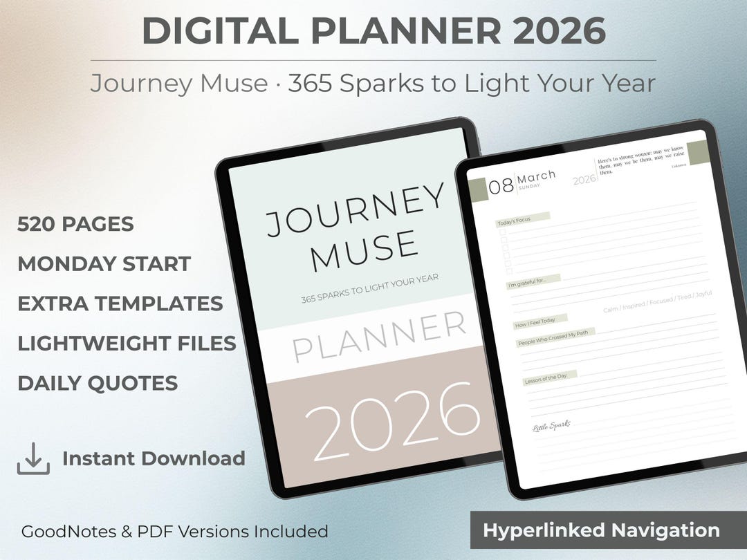 2026 Digital Planner | Hyperlinked PDF & Goodnotes | Monday Start Daily ...