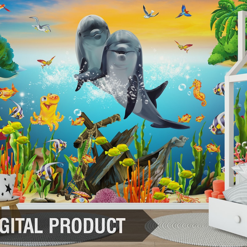 Dolphin Wallpaper Murals - Etsy