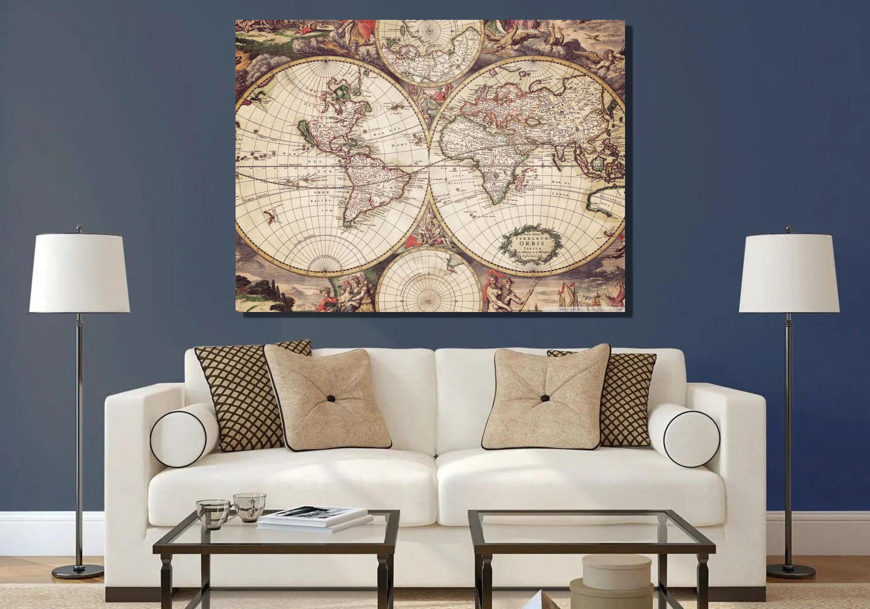 Vintage World Map Print Wall Art,historical World Map,antique Map of ...