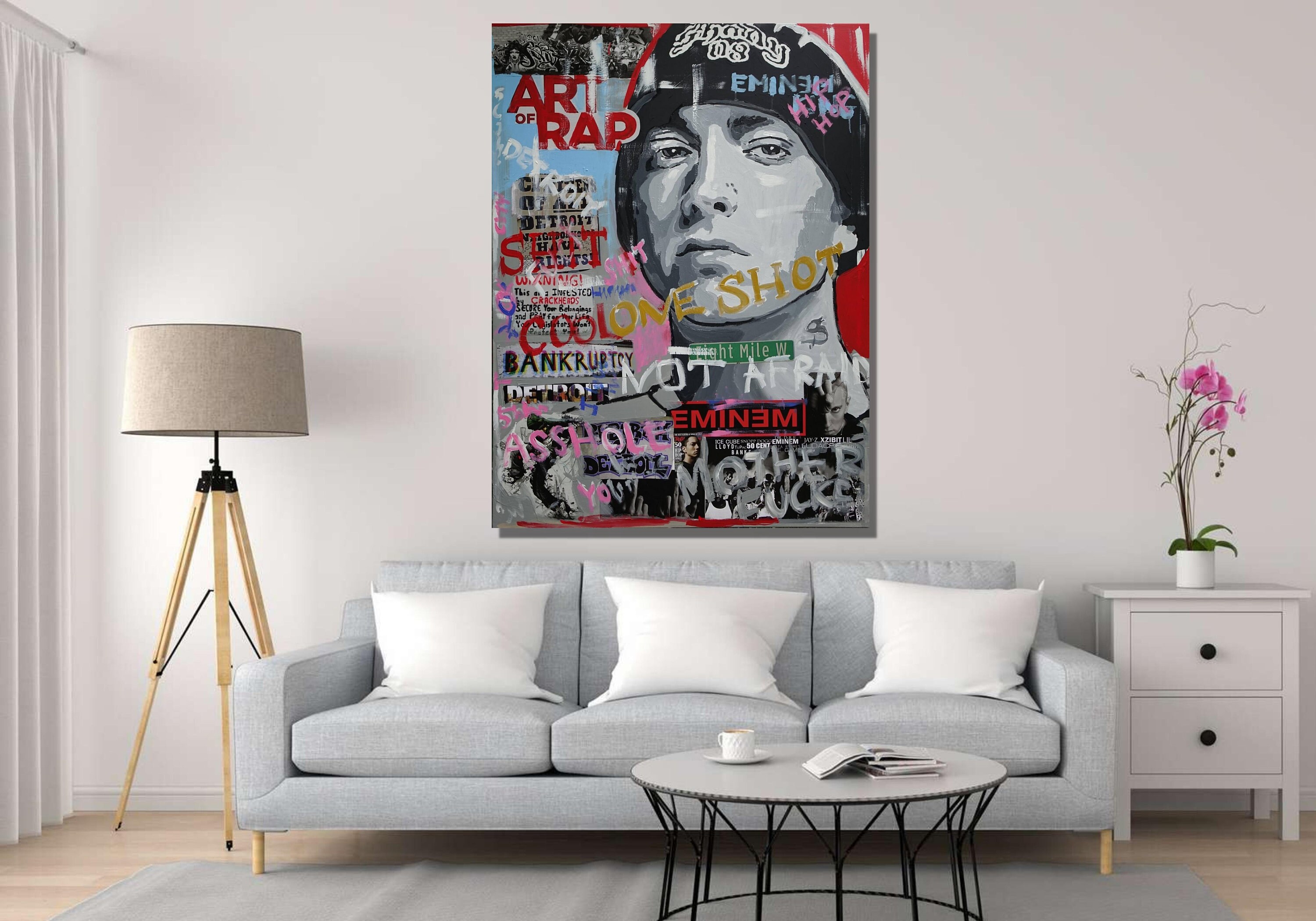 Eminem Banksy Music Canvas, Eminem Poster Painting, Eminem Canvas Wall ...