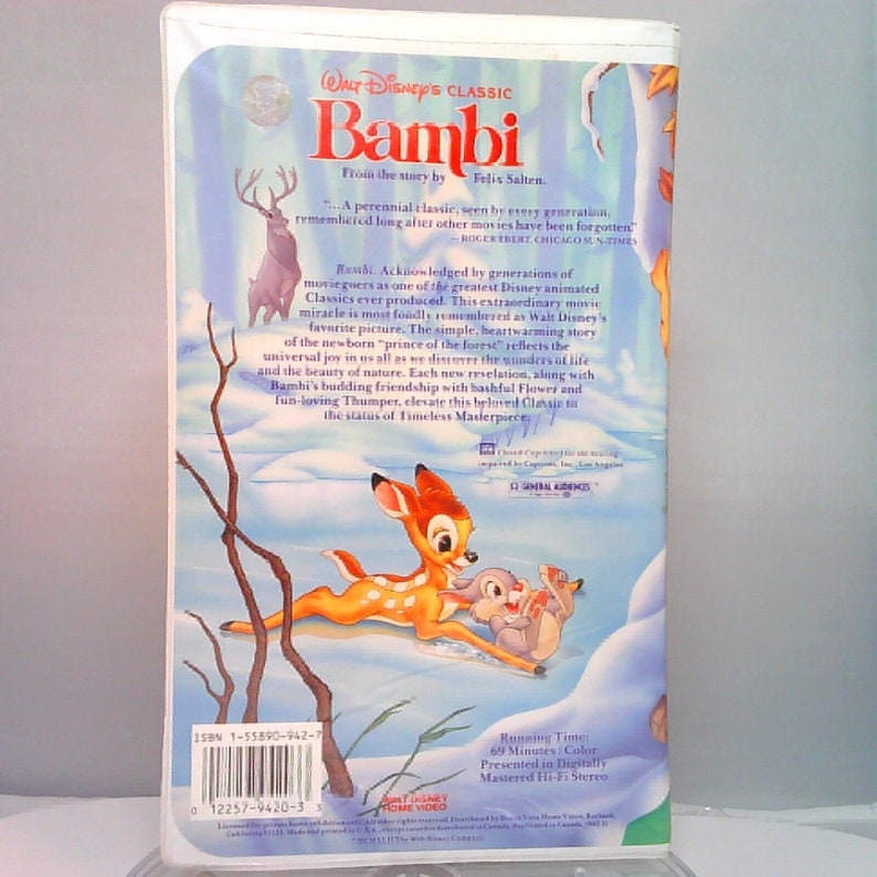 Bambi (VHS, 1989) Walt Disney Classics Black Diamond Edition Complete ...
