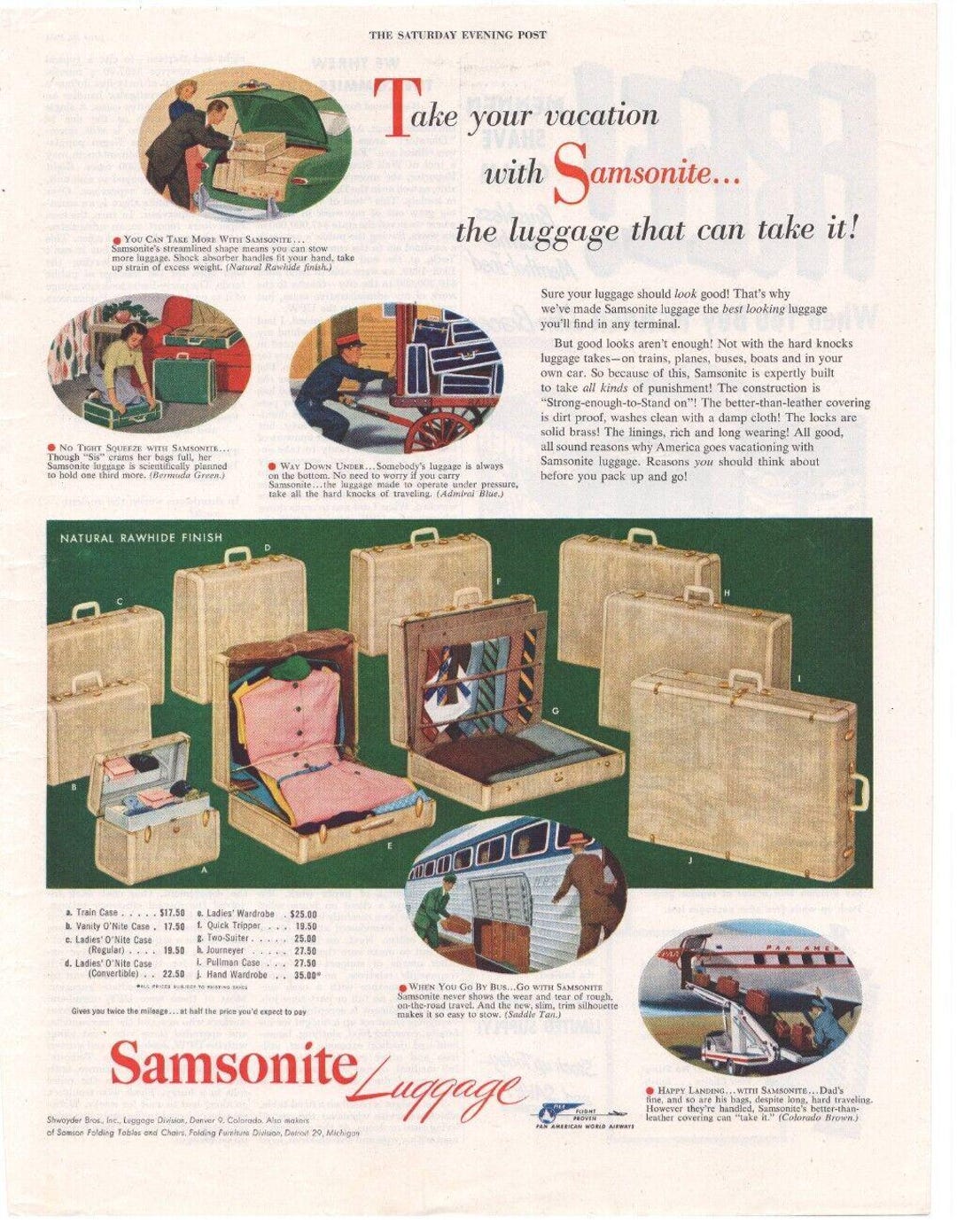 Vintage Original Samsonite Luggage Magazine Advertisement Travel ...