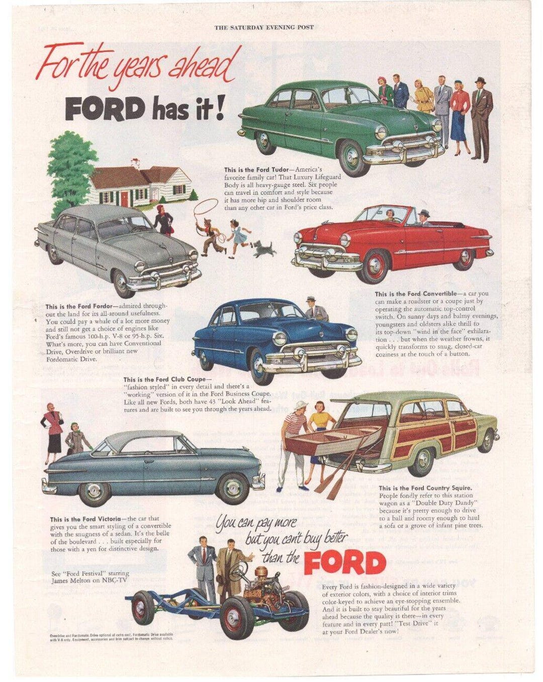 Ford Car Magazine Advertisement 1951 Vintage Original Automobilia ...
