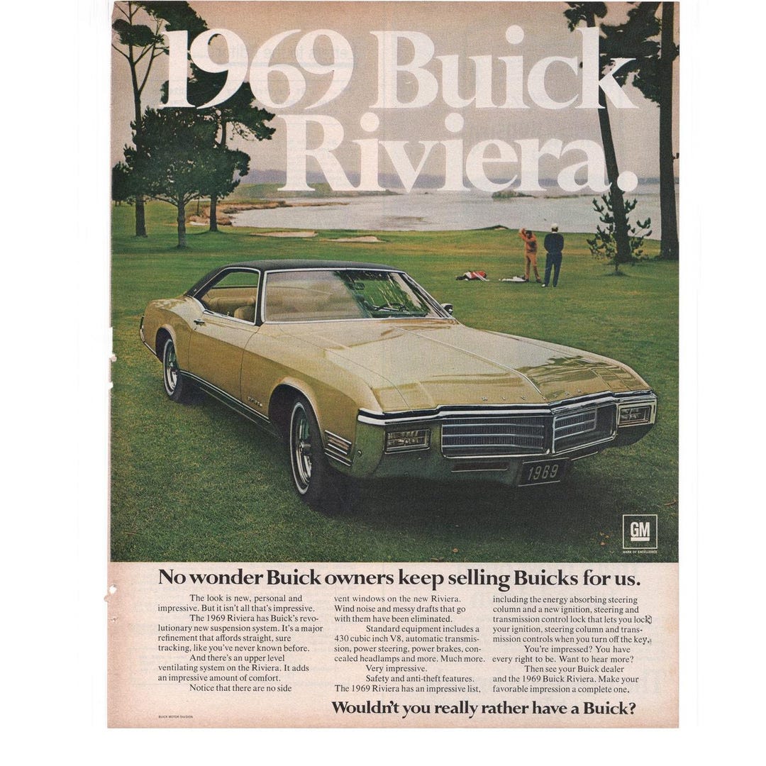 1969 Buick Riviera Magazine Advertisement Color 1968 Automobilia ...