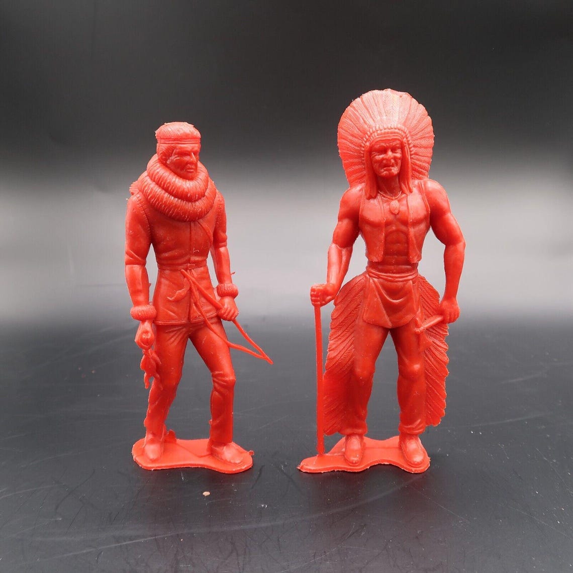 Vintage Ajax Indian Native American Toy Figure Lot Large Hard Plastic ...