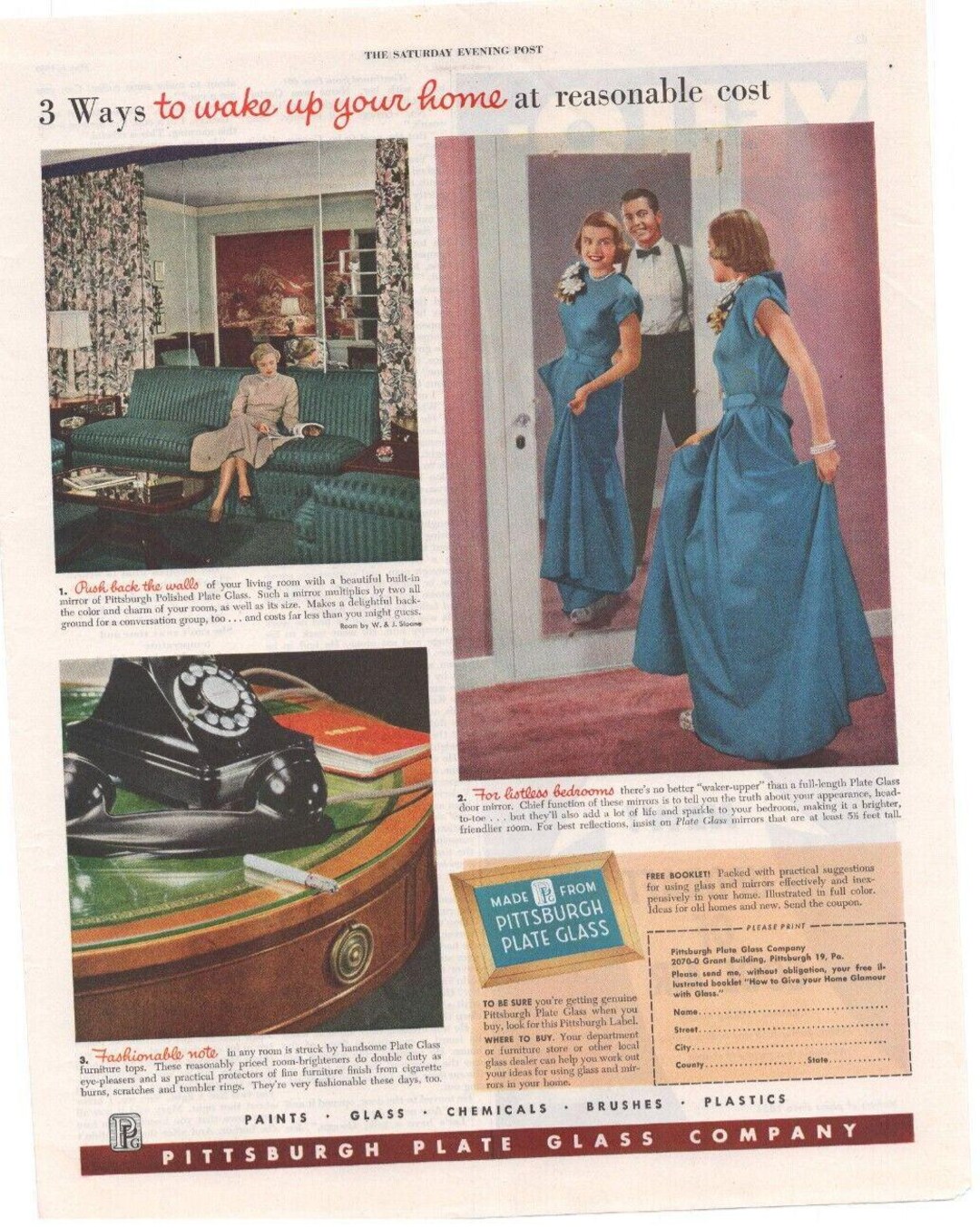 Vintage Original Pittsburgh Plate Glass Magazine Advertisement 1950s ...