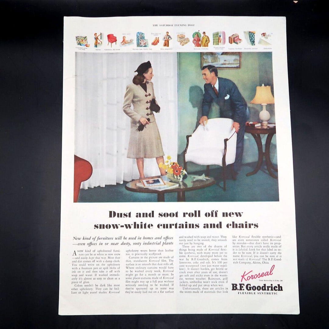 BF Goodrich Koroseal Advertisement 1950s Color Vintage Home Decor Mid ...