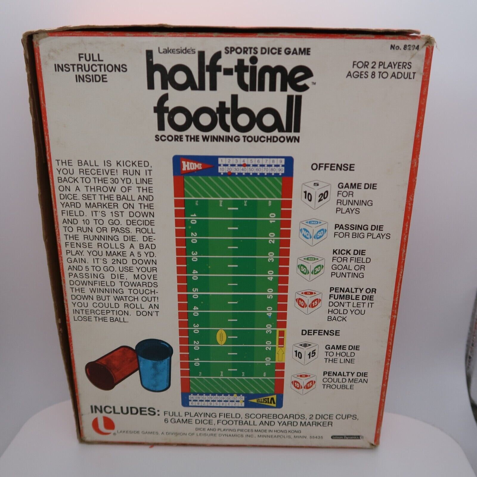 Vintage Lakeside Half Time Football Dice Game W/ Original Box 1979 ...