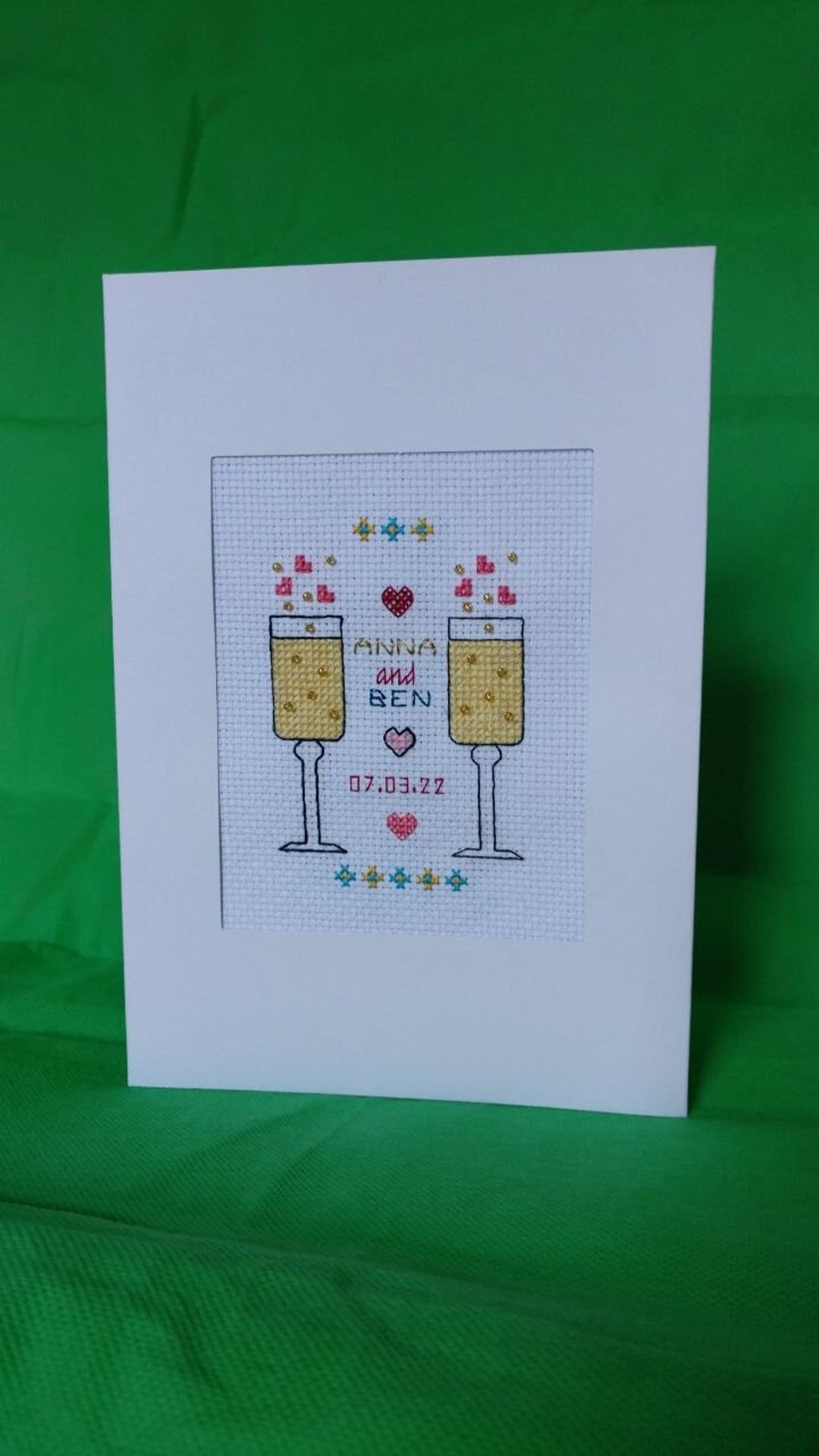 Custom Made Embroidered Wedding Card - Etsy